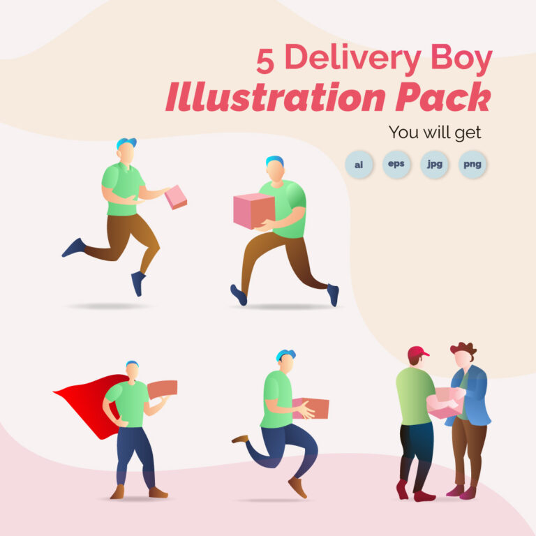 Delivery Boy illustration Pack - MasterBundles