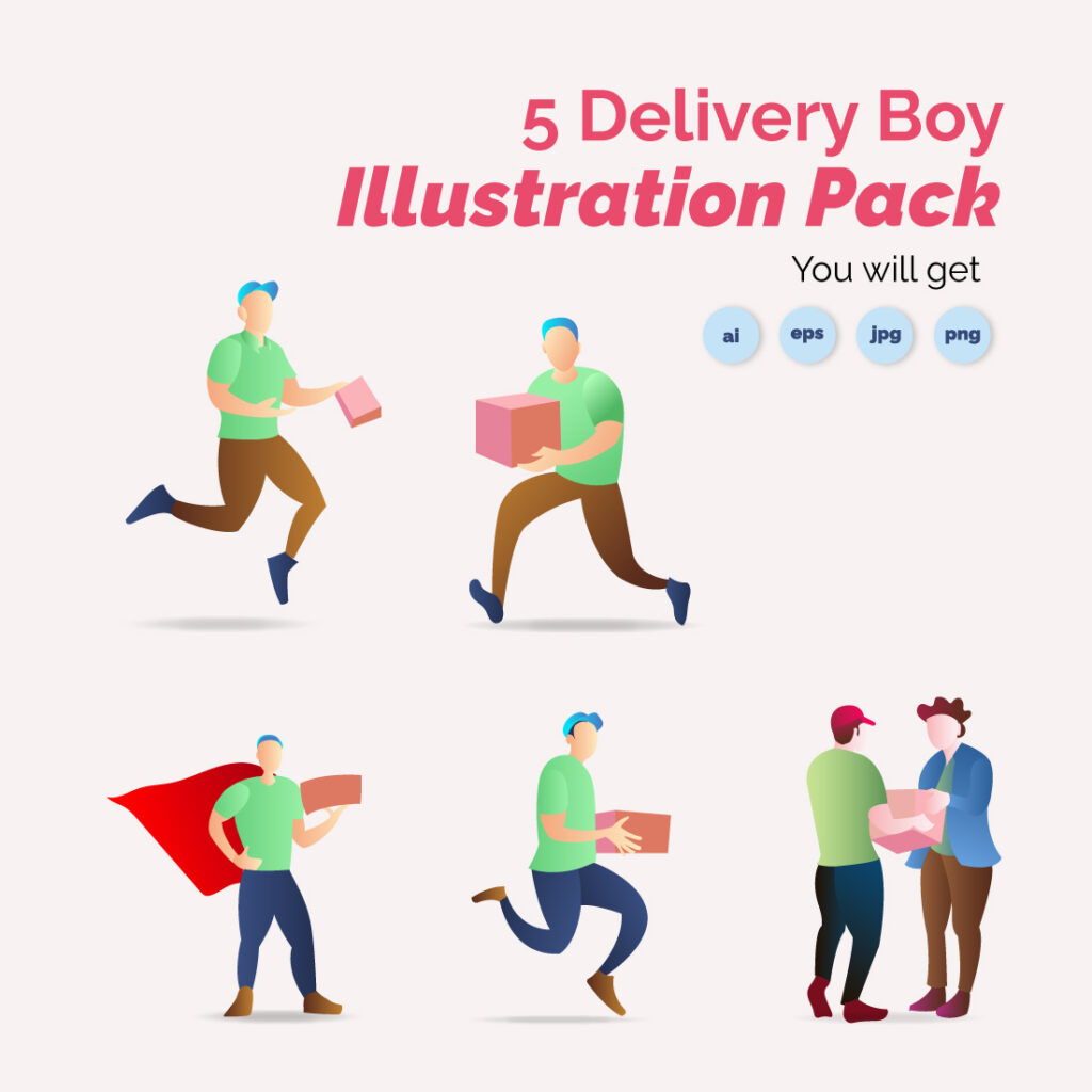 Delivery Boy illustration Pack - MasterBundles