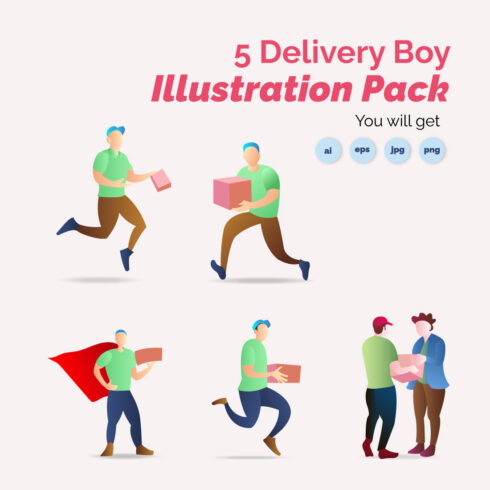 Delivery Boy illustration Pack - MasterBundles