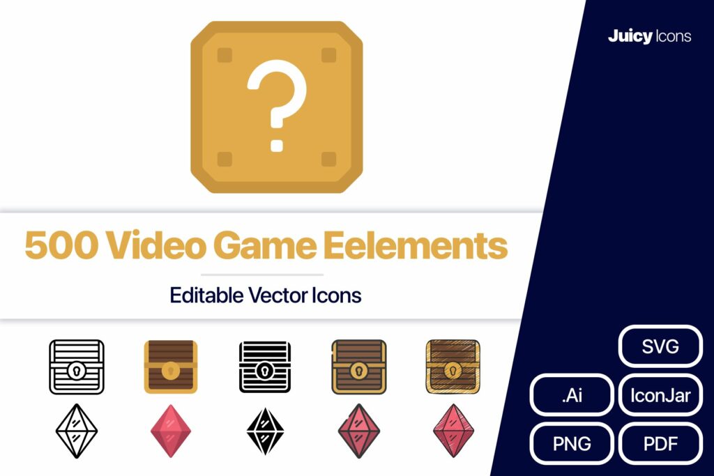 500 Video Game Elements Vector Icons – MasterBundles