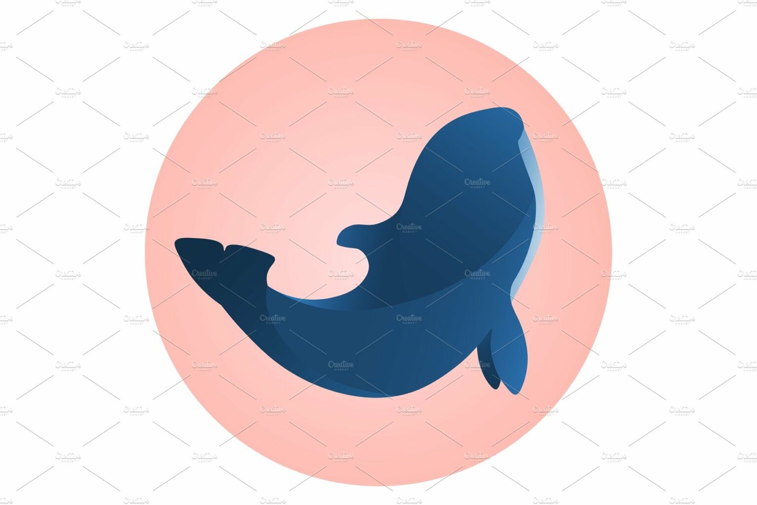 Wild blue orca on pink circle. Sign – MasterBundles