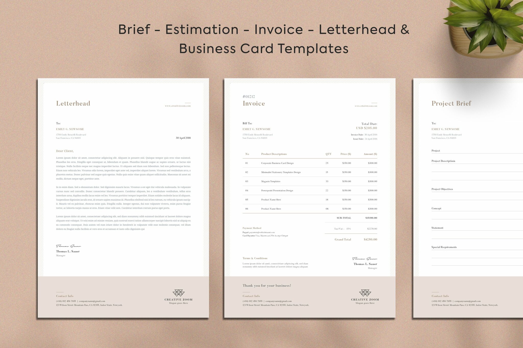 Invoice | Estimate | Letterhead – MasterBundles