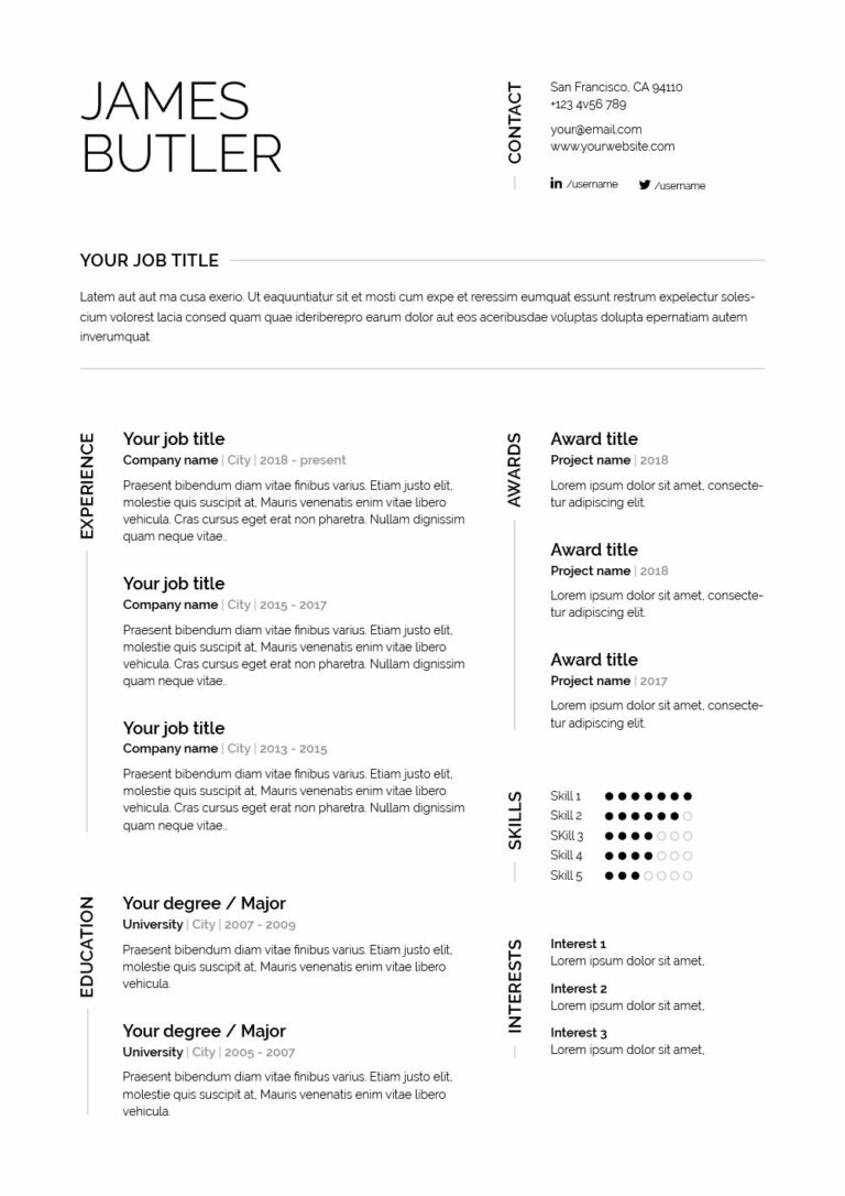 James | CV / resume template – MasterBundles
