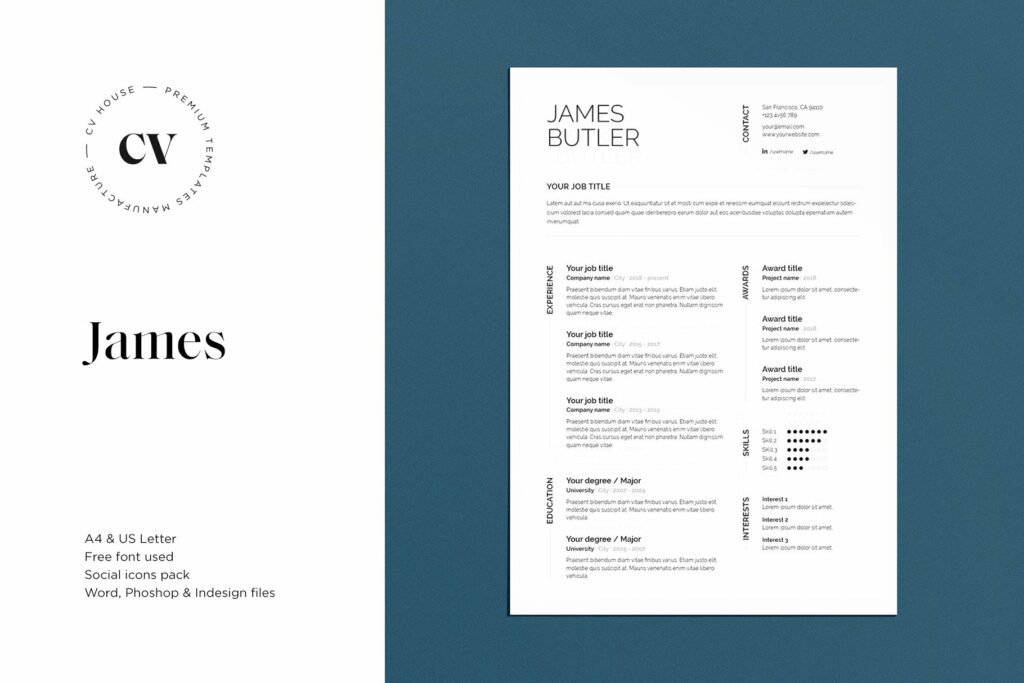 James | CV / resume template – MasterBundles