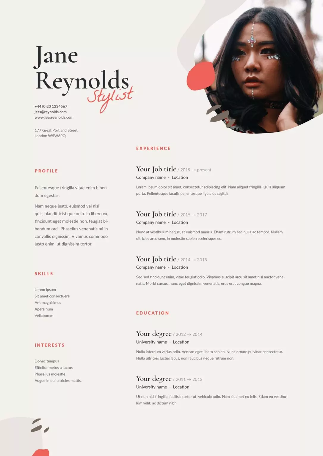 Jane | CV / resume template – MasterBundles