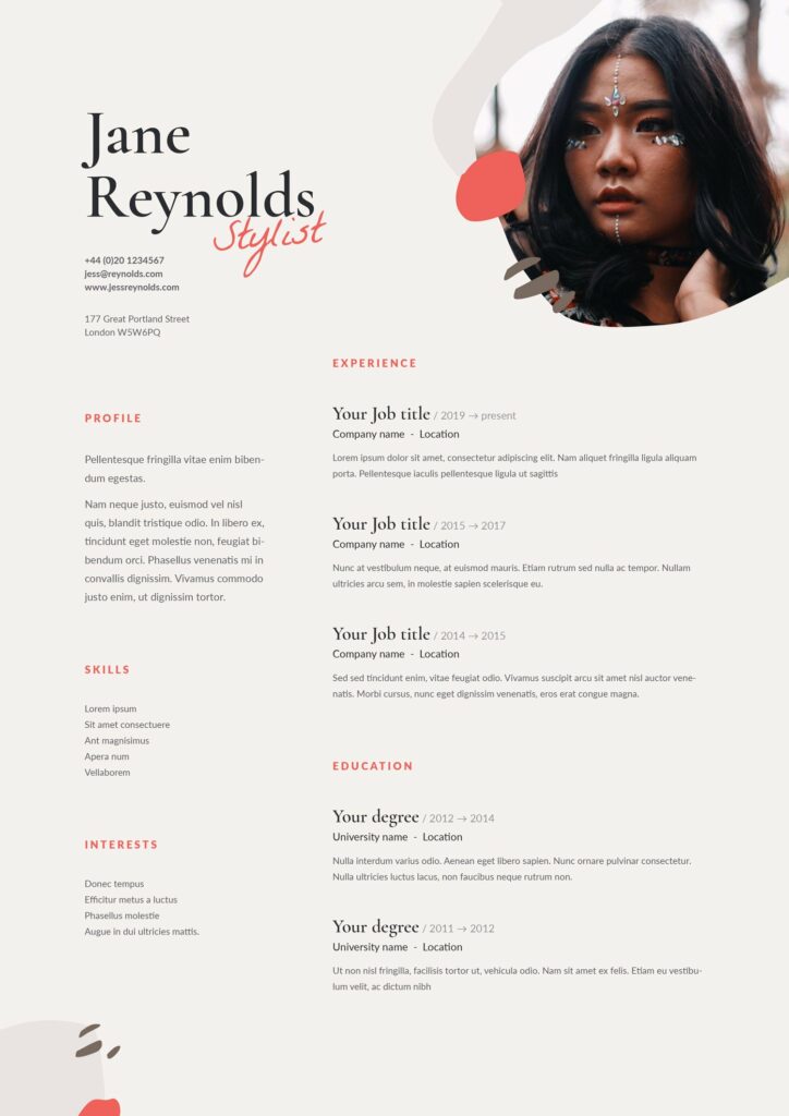 Jane | CV / resume template – MasterBundles