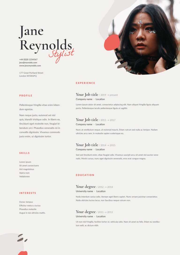 Jane | CV / resume template – MasterBundles