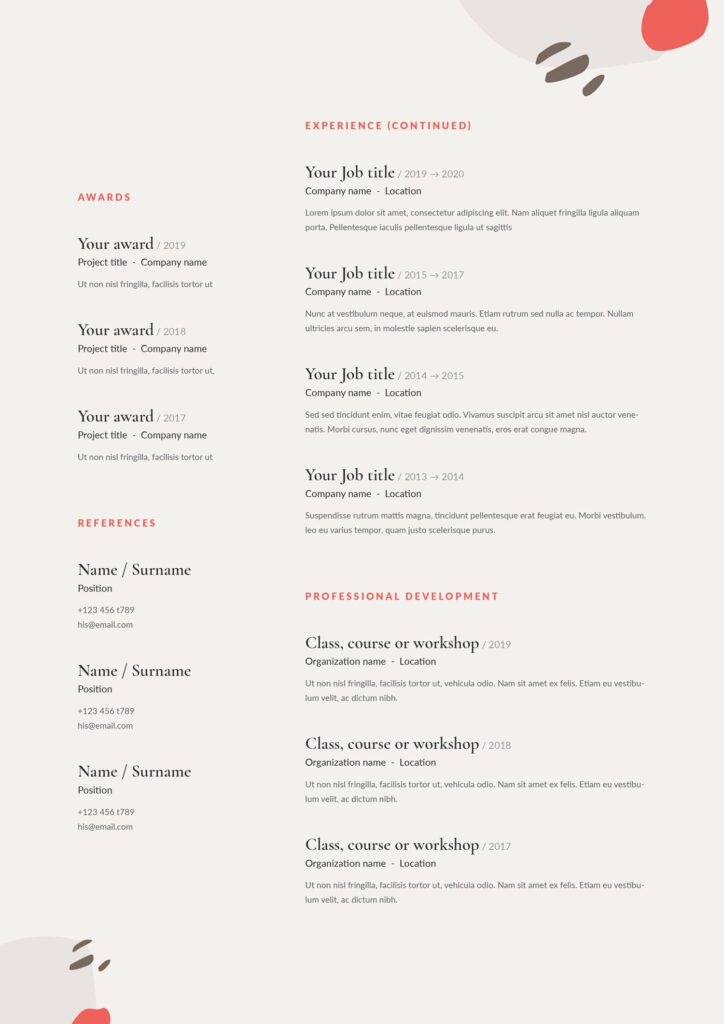 Jane | CV / resume template – MasterBundles
