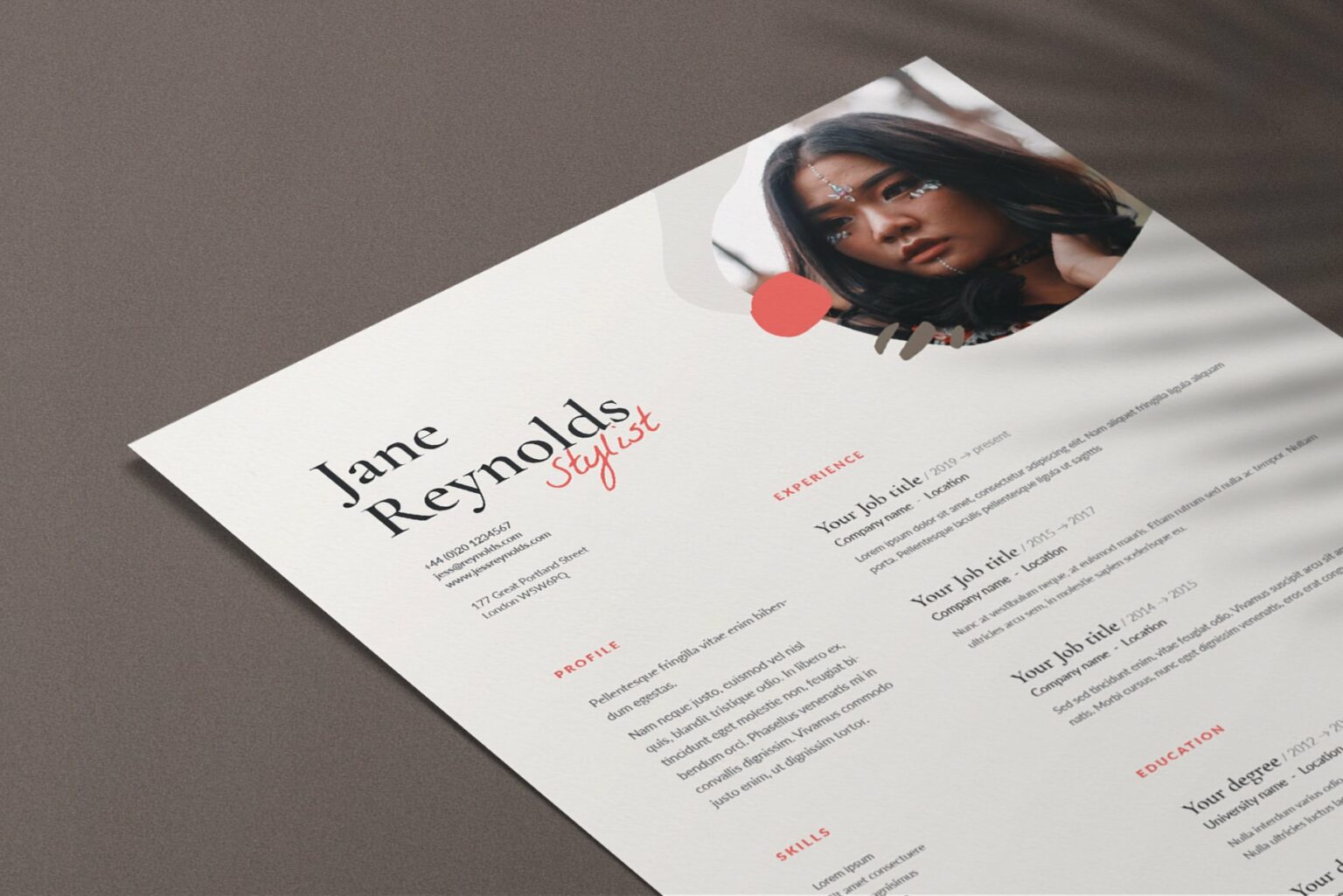 Jane | CV / resume template – MasterBundles