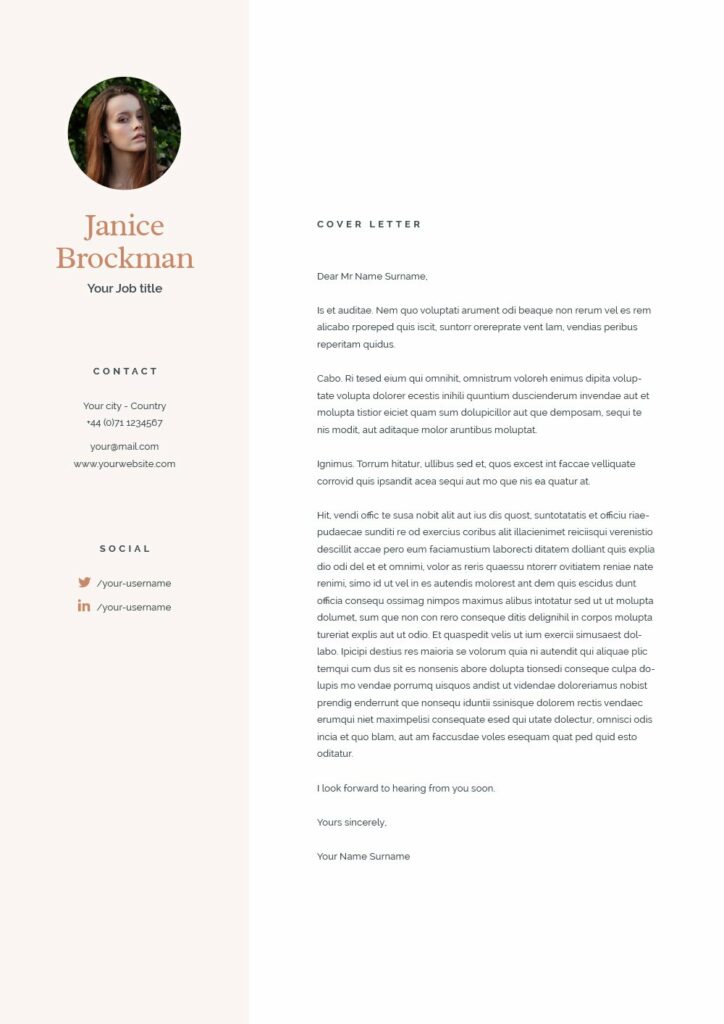 Janice | CV / resume template – MasterBundles