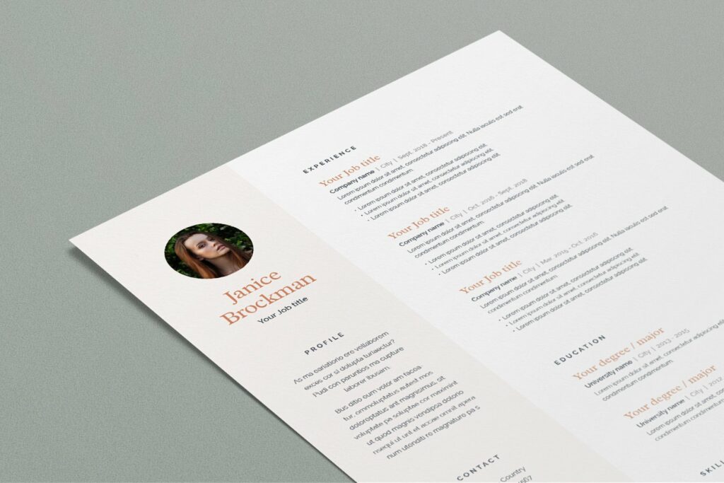 Janice | CV / resume template – MasterBundles