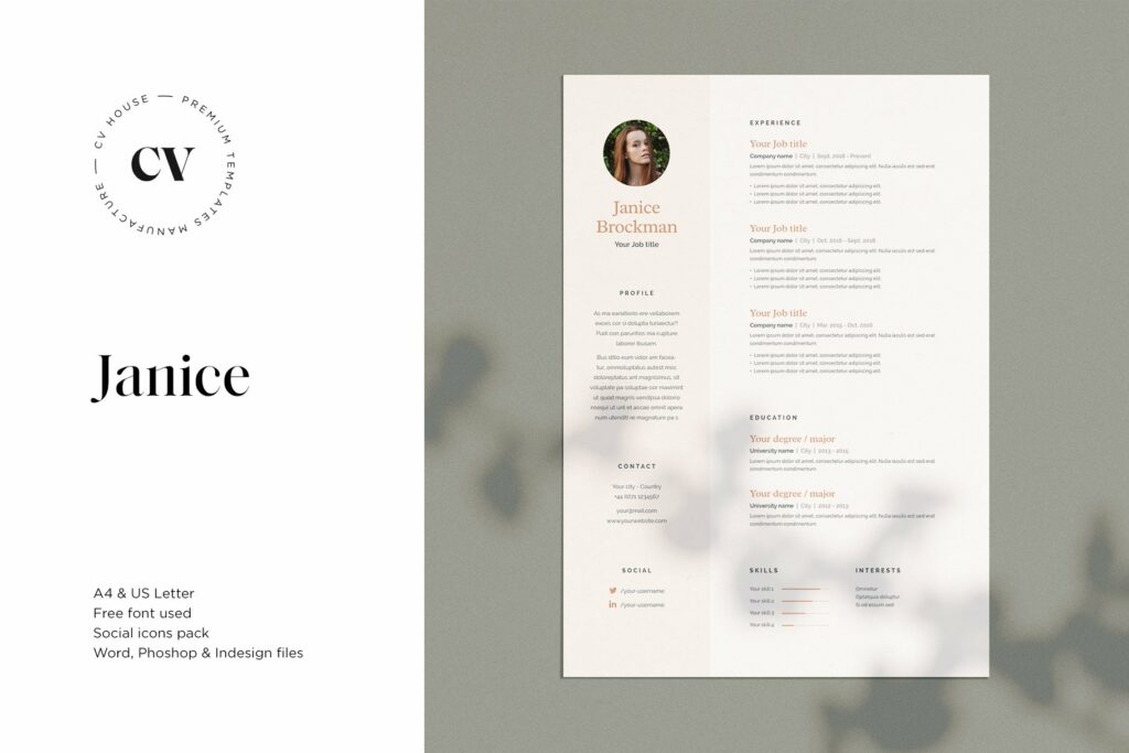 Janice | CV / resume template – MasterBundles