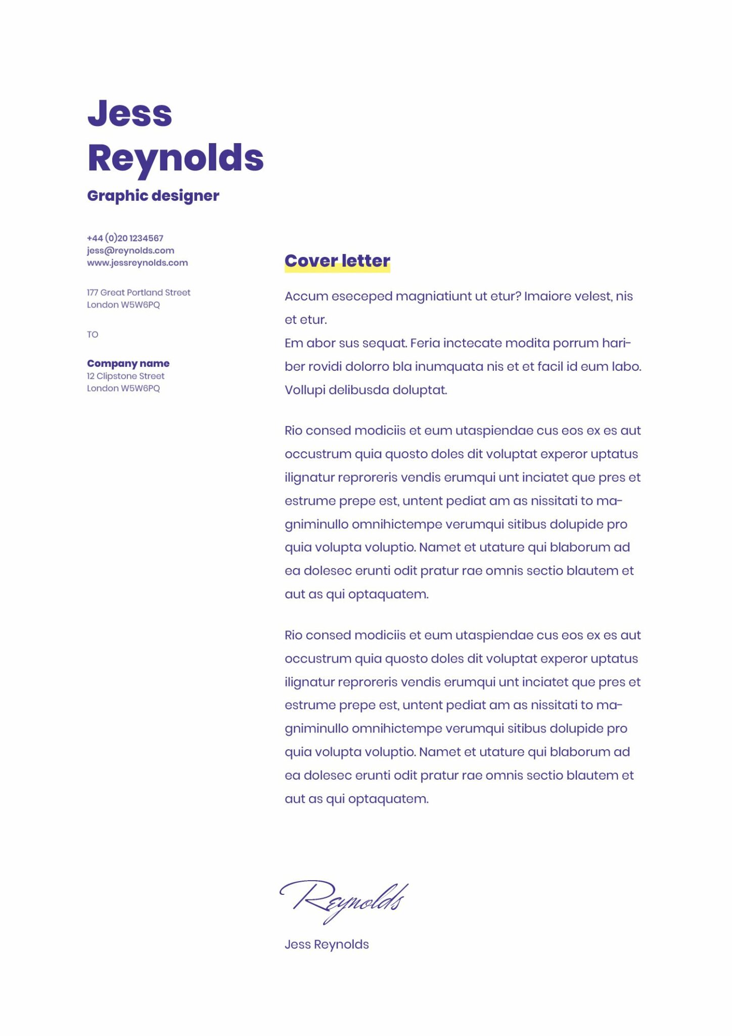 Jess | CV / resume template – MasterBundles