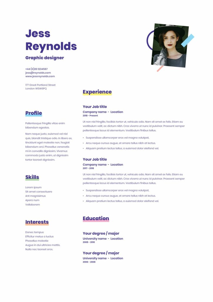 Jess | CV / resume template – MasterBundles