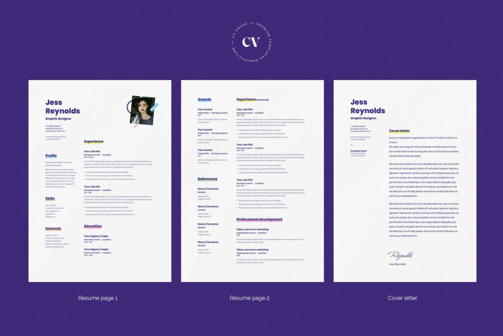 Jess | CV / resume template – MasterBundles