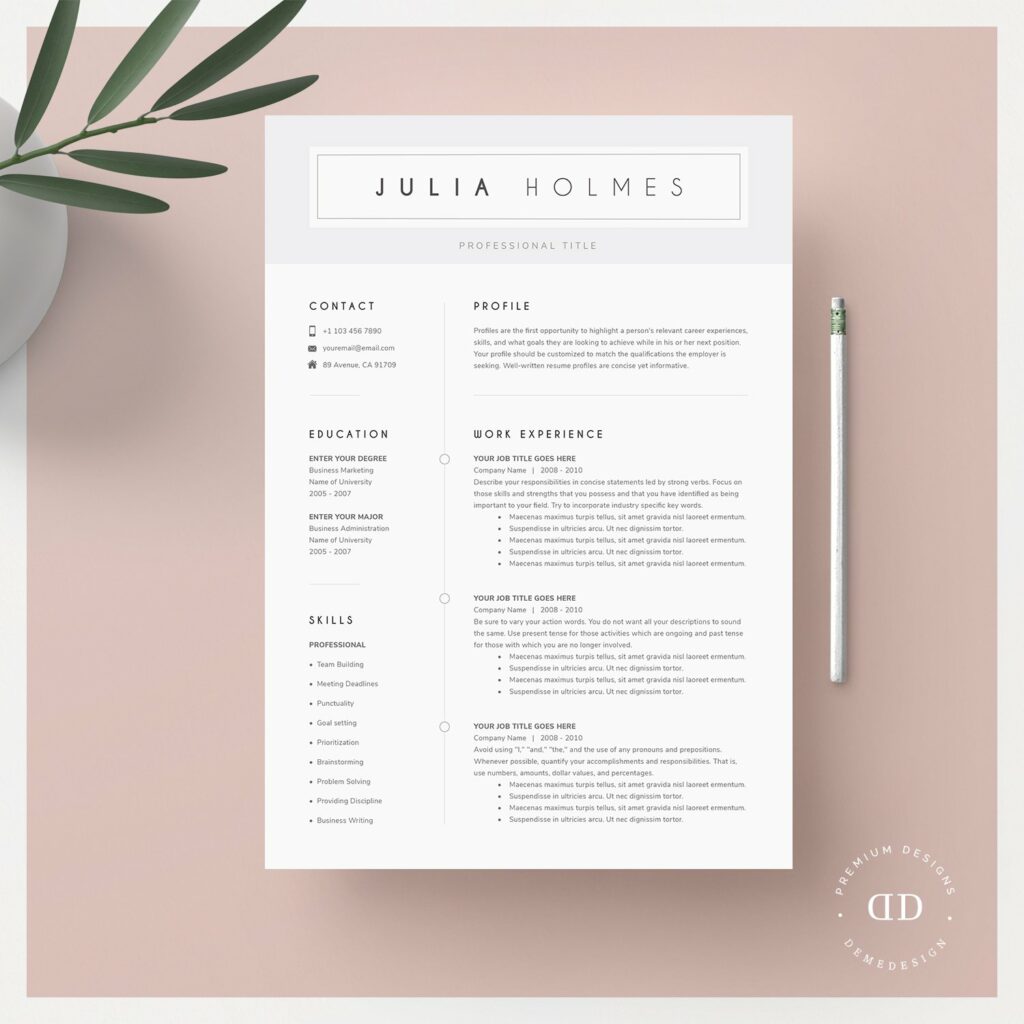 Resume Template & Cover Letter – MasterBundles