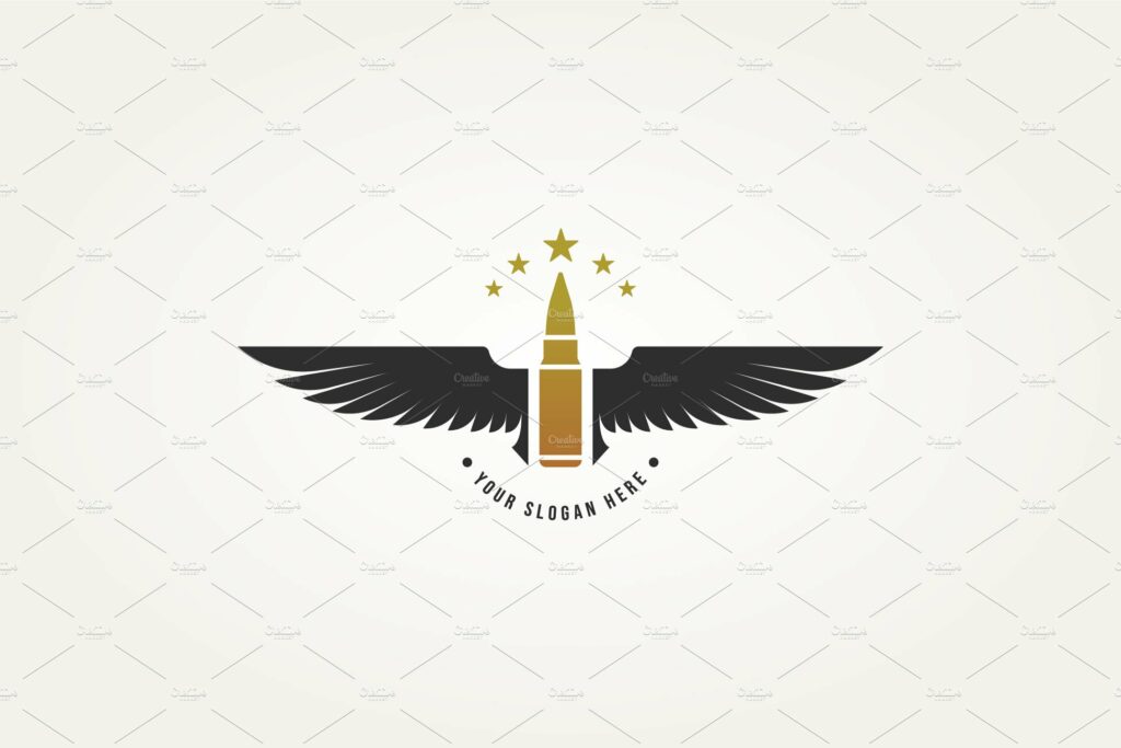 military logo badge with bullet icon – MasterBundles