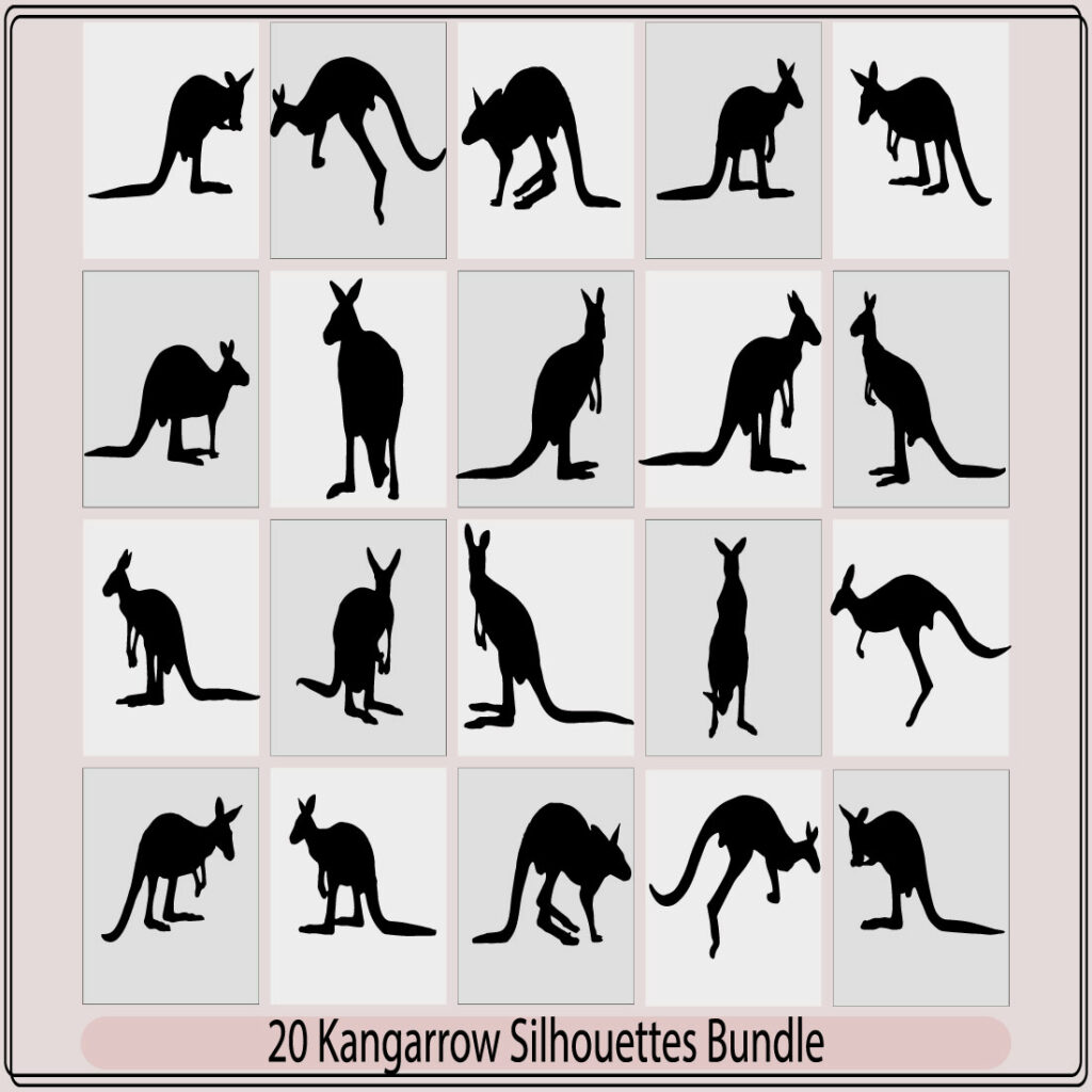 Kangaroo vector silhouette,collection of kangaroo silhouette. kangaroo ...