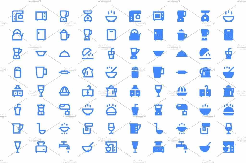 160 Kitchen Utensils Material Icons – MasterBundles