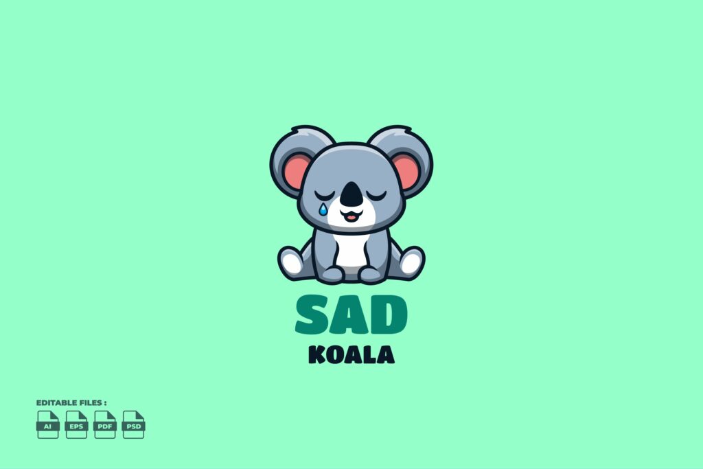Sad Koala Cute Mascot Logo – MasterBundles