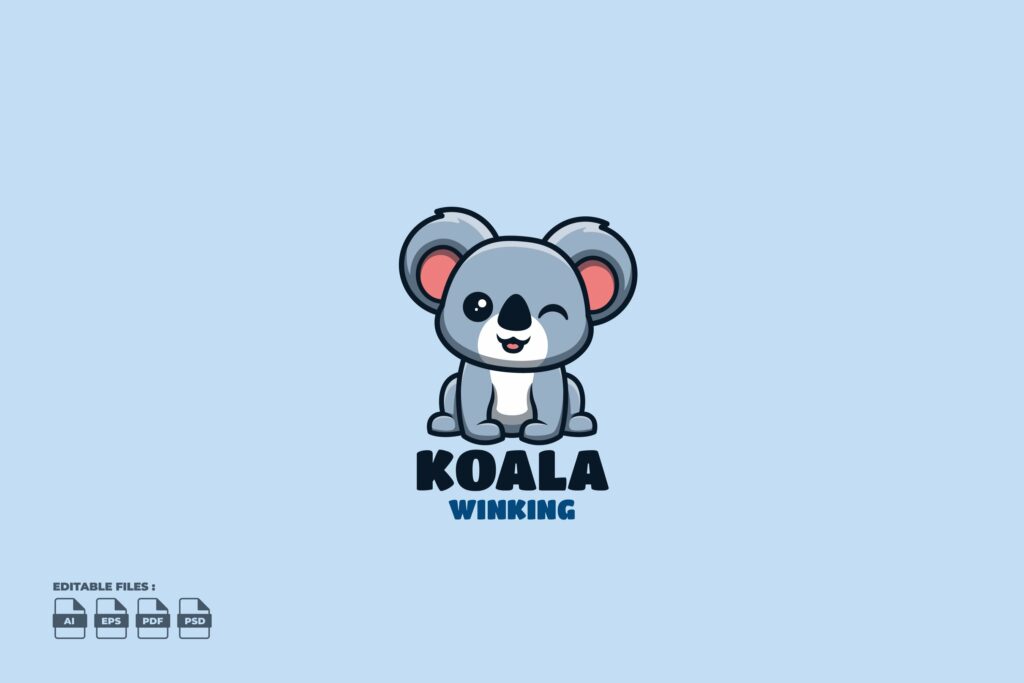 Winking Koala Cute Mascot Logo – MasterBundles