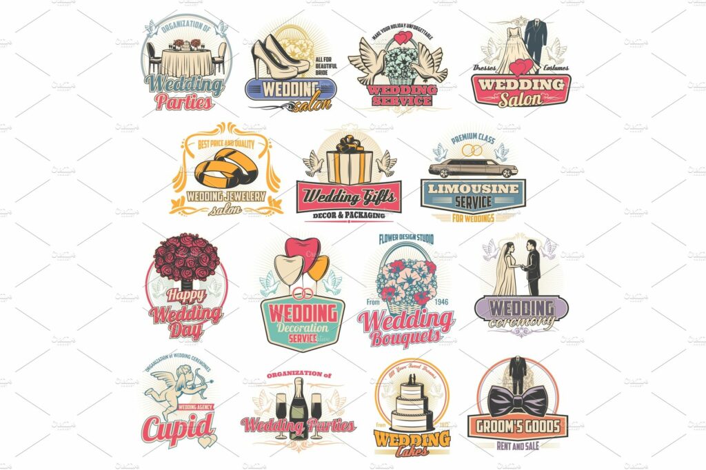 Wedding and marriage vector icons – MasterBundles