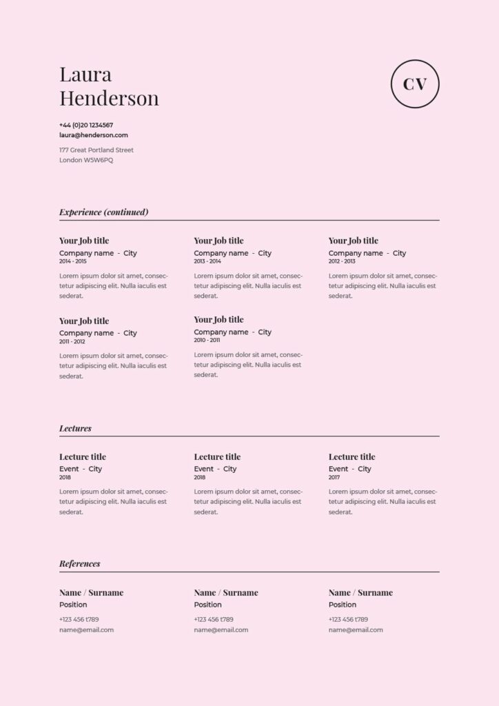 Laura | CV / resume template – MasterBundles