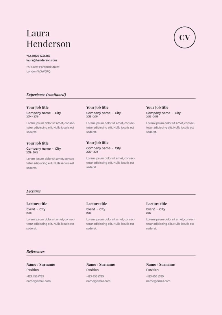 Laura | CV / resume template – MasterBundles