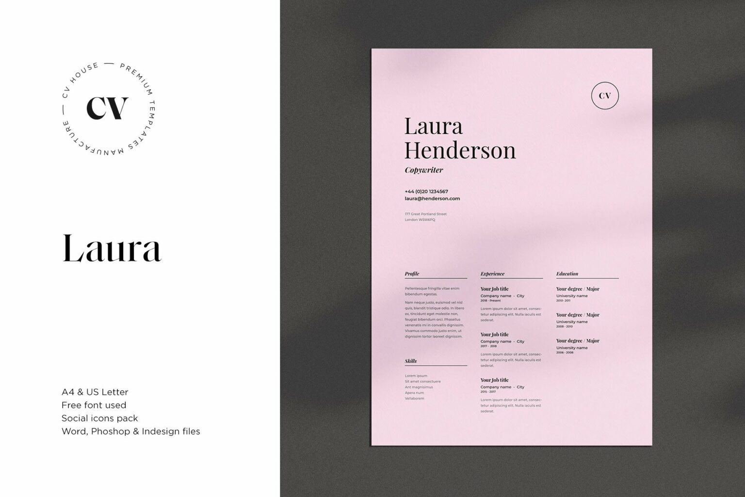Laura | CV / resume template – MasterBundles