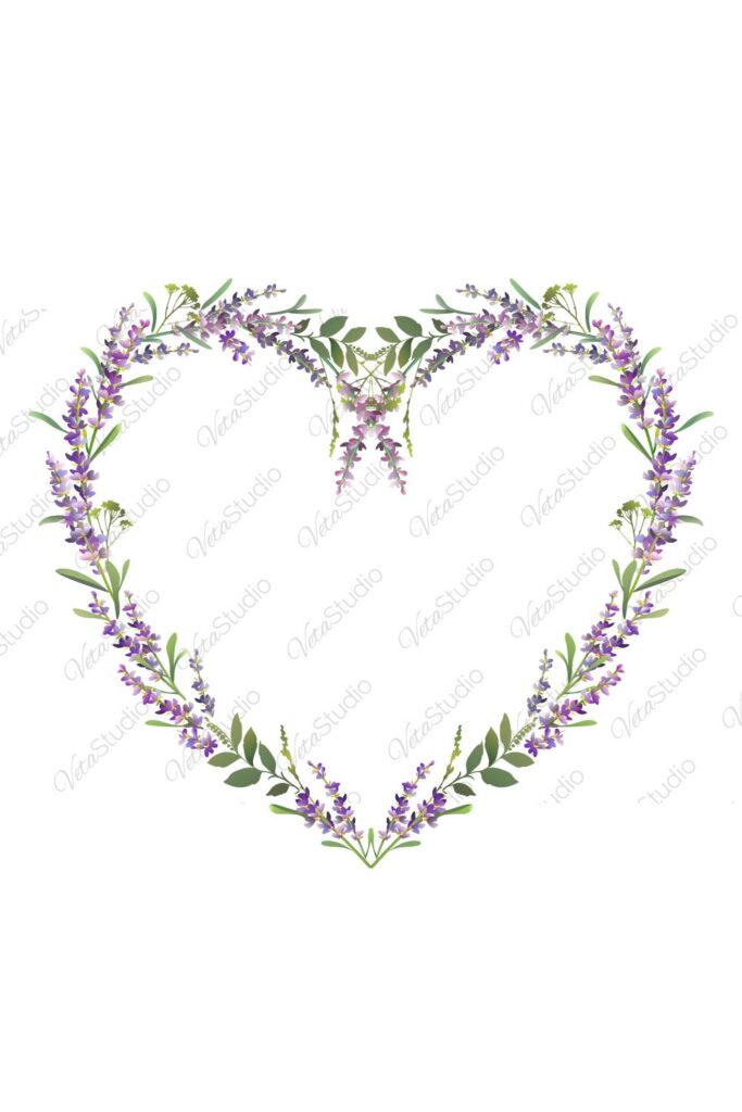 Lavender Heart. Lavender Frame - Only 6$ - MasterBundles