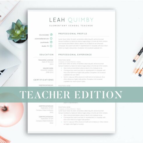 Modern Resume Template for Teacher – MasterBundles