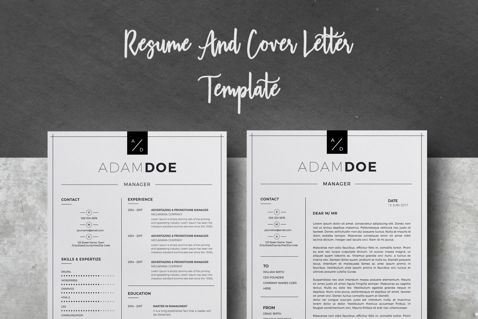 Resume Template & Business Card – MasterBundles