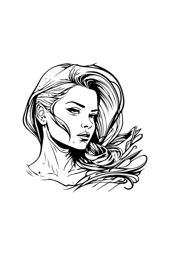 Line art logo of beautiful girl - line art minimal - MasterBundles