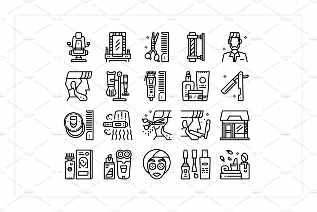 BARBER ICONS PACKS – MasterBundles