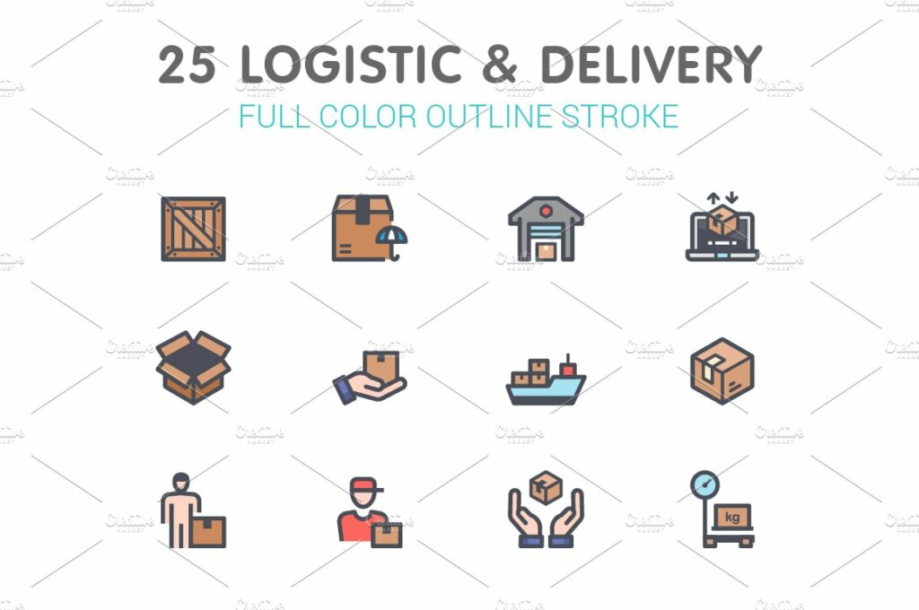 Logistic & Delivery Line with Color – MasterBundles