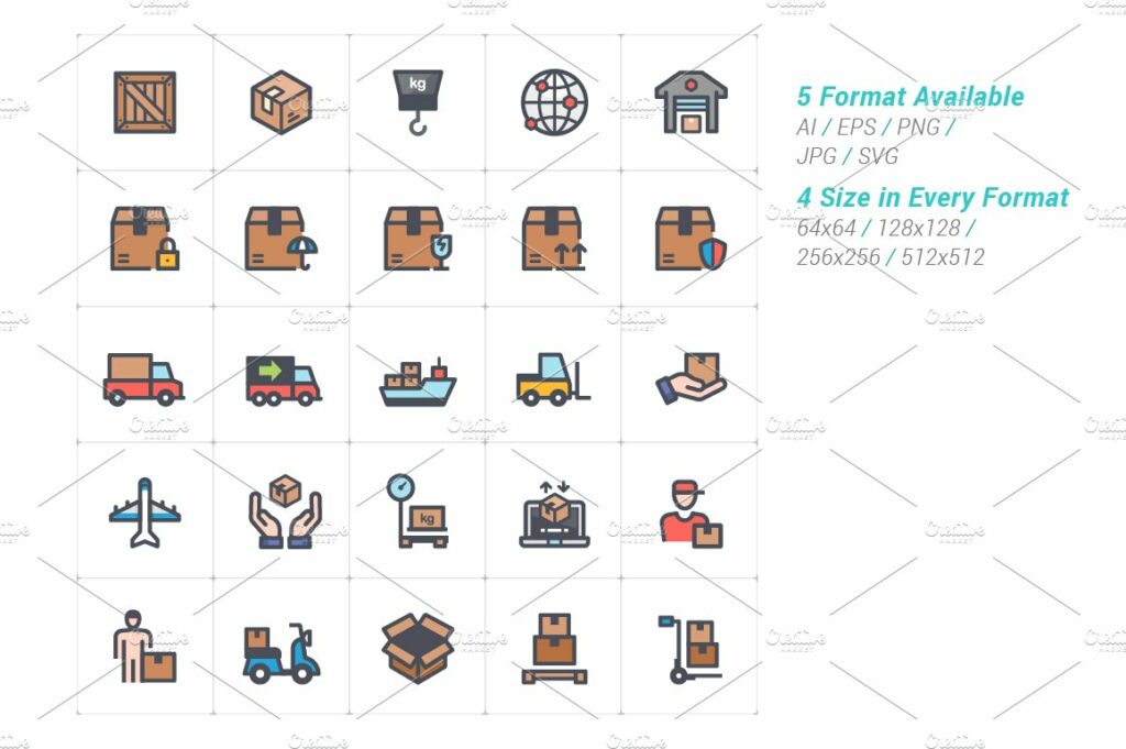 Logistic & Delivery Line with Color – MasterBundles