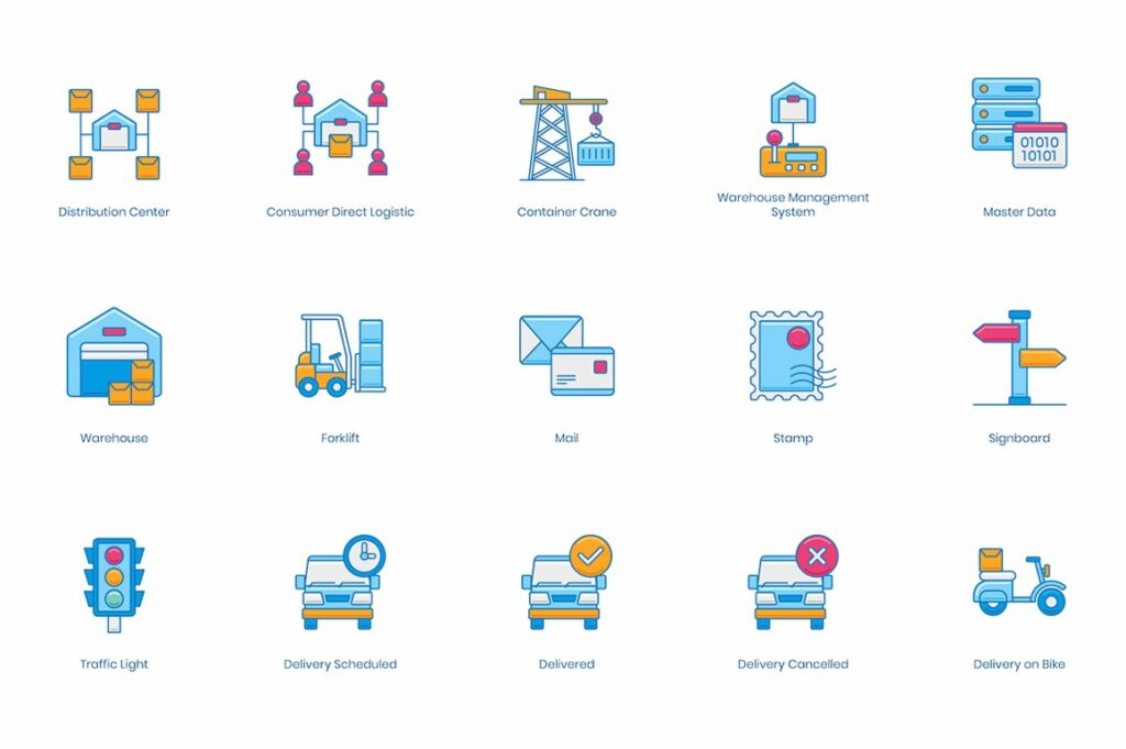 60 Logistics Icons – MasterBundles