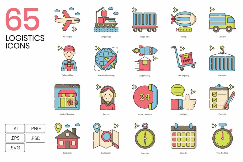 65 Logistics Icons - Hazel Series – MasterBundles
