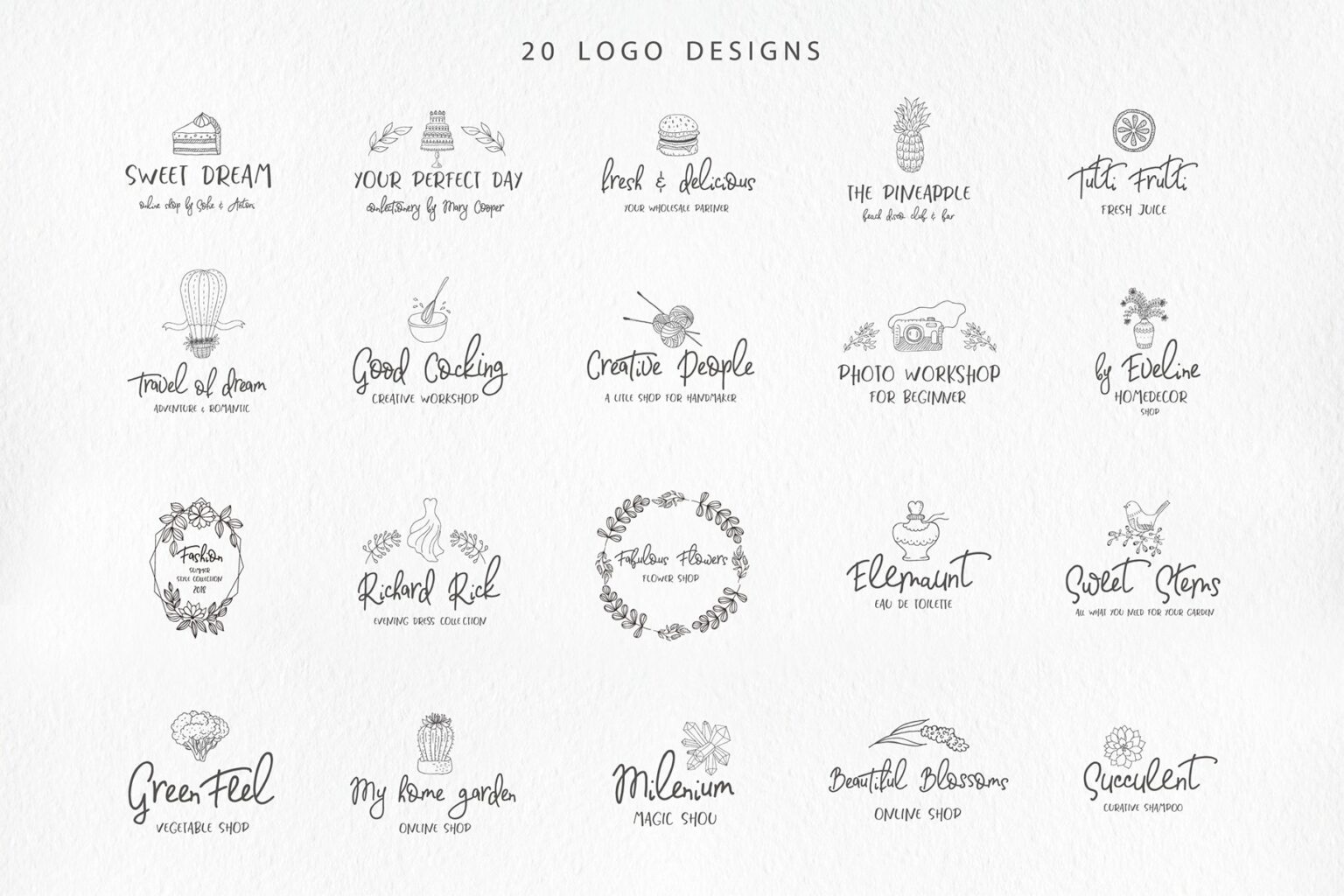 Hand drawn design elements. Logos. – MasterBundles