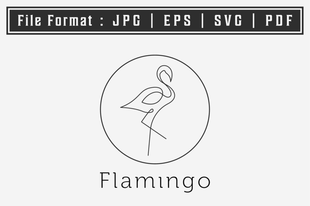 minimal emblem flamingo logo line – MasterBundles
