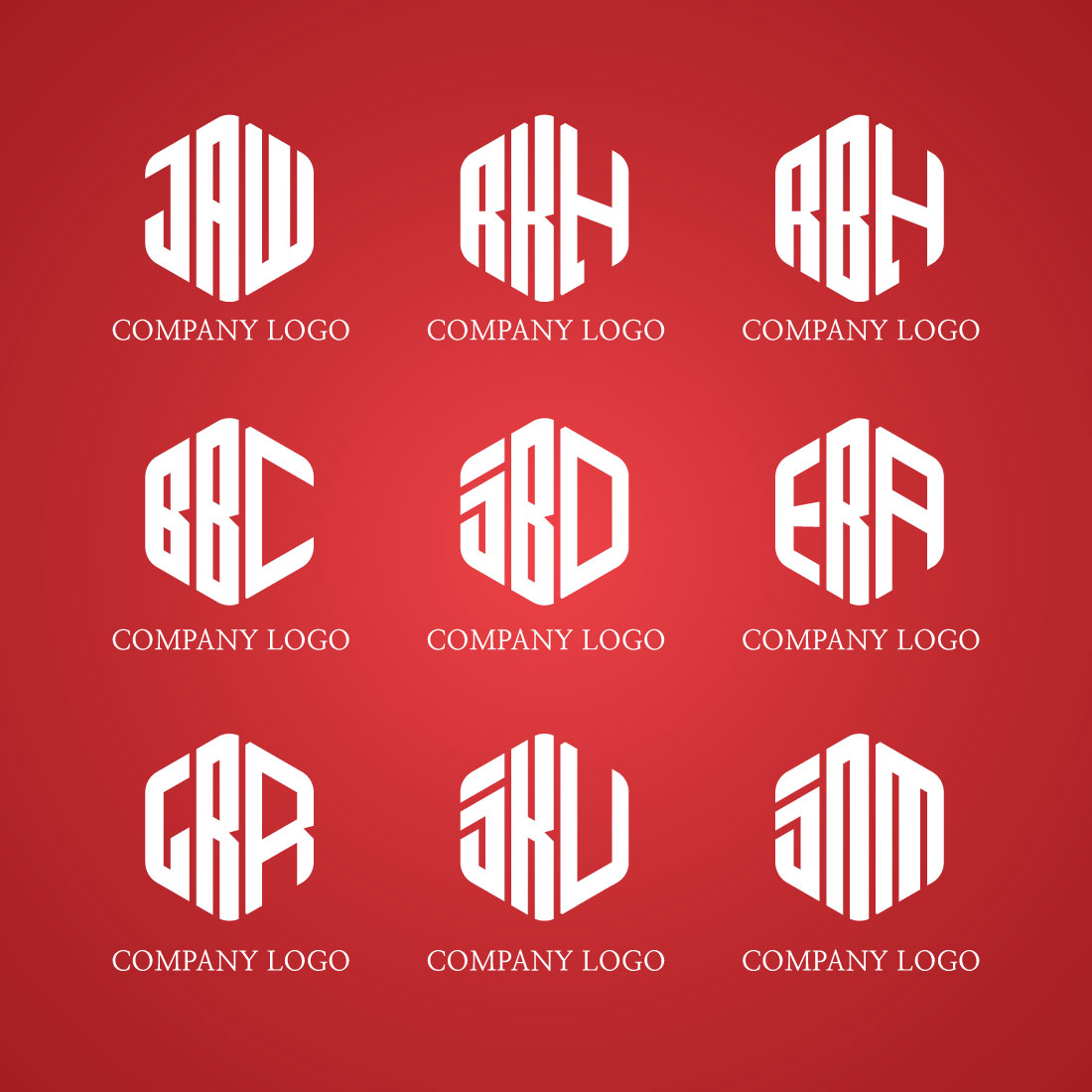 White polygon logo design with gradient background - MasterBundles