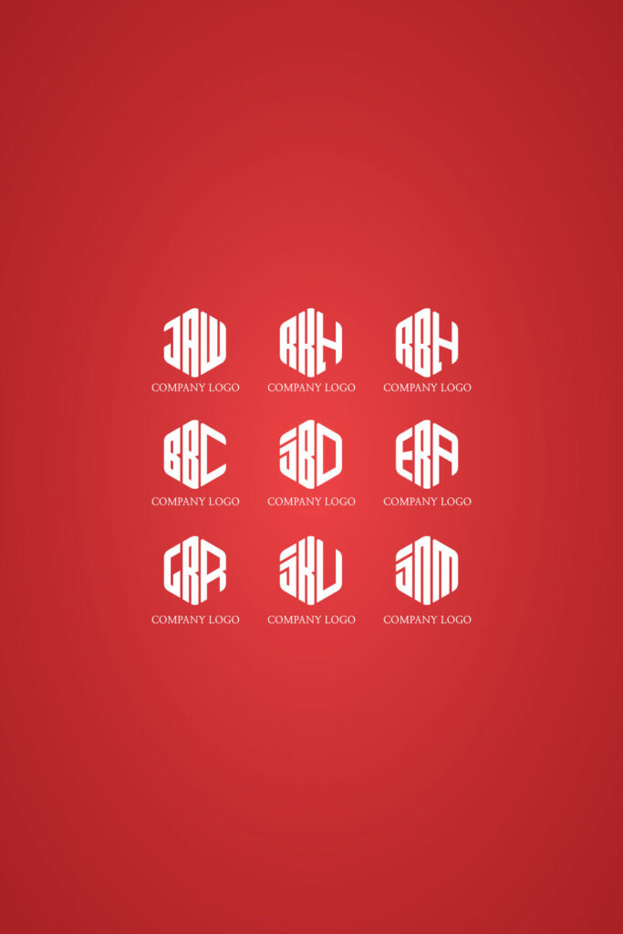 White polygon logo design with gradient background - MasterBundles