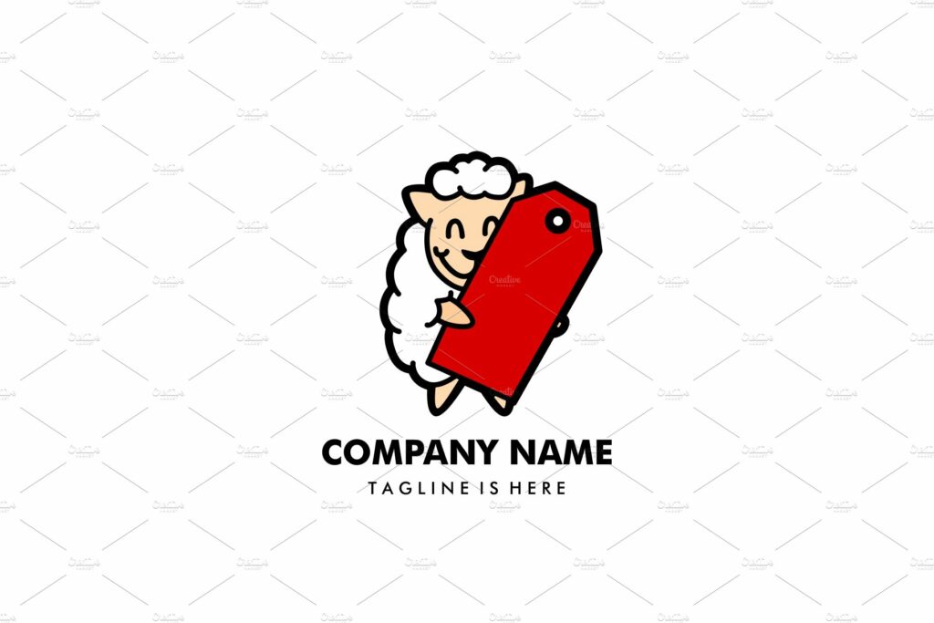 sheep price tag logo mascot – MasterBundles