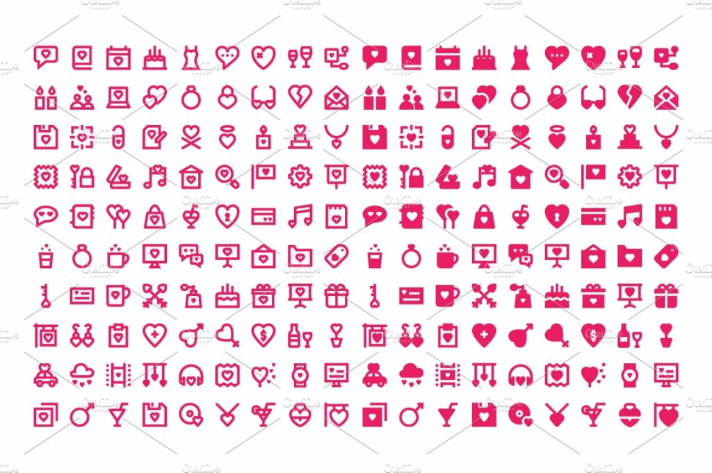 180 Love and Romance Material Icons – MasterBundles