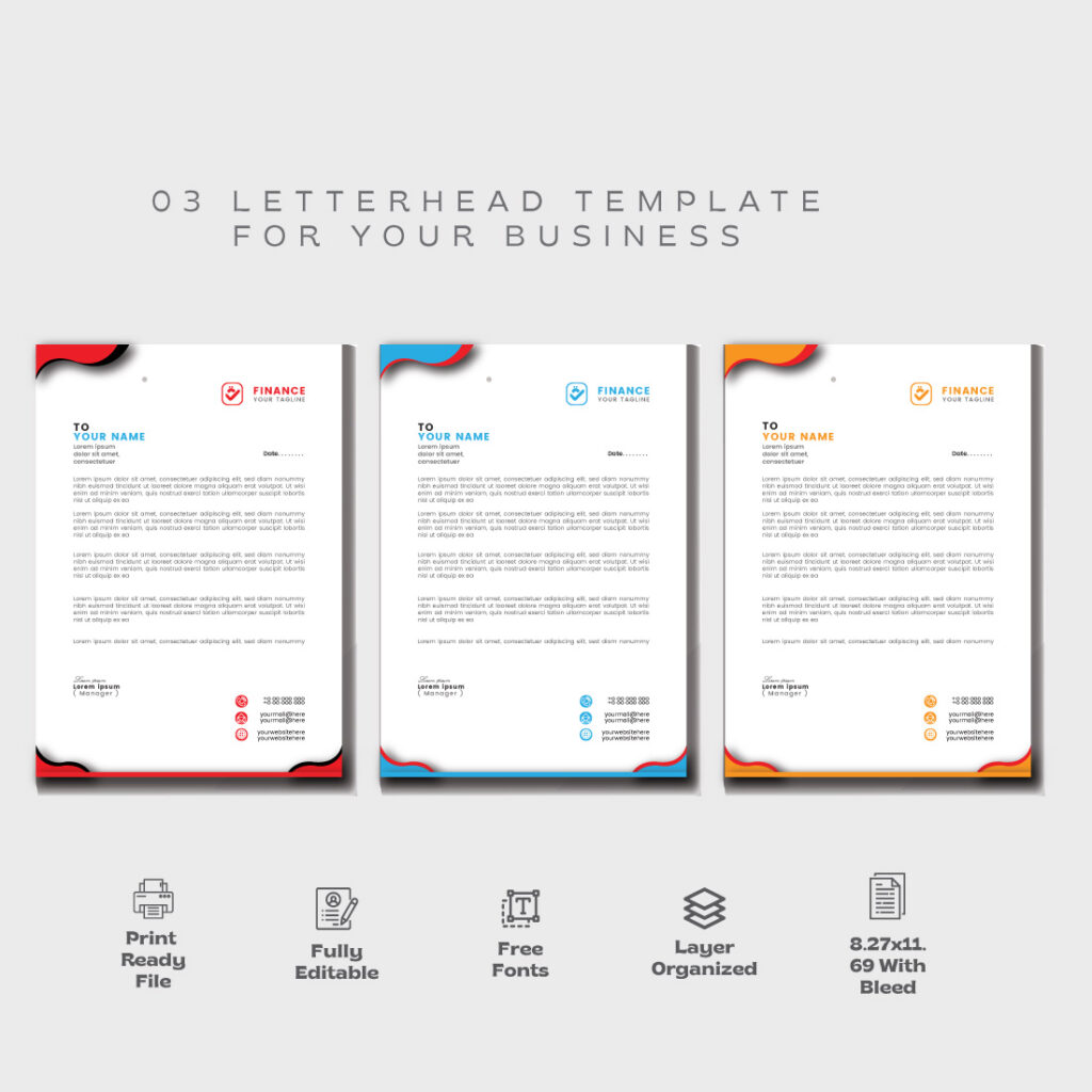 03 Modern letterhead template | Letterhead template design for your ...