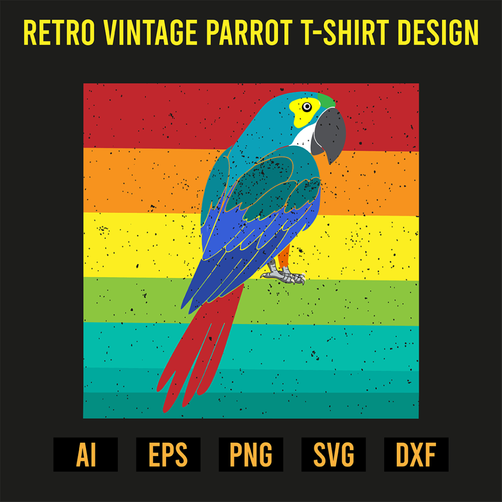 Retro Vintage Parrot T-Shirt Design - MasterBundles