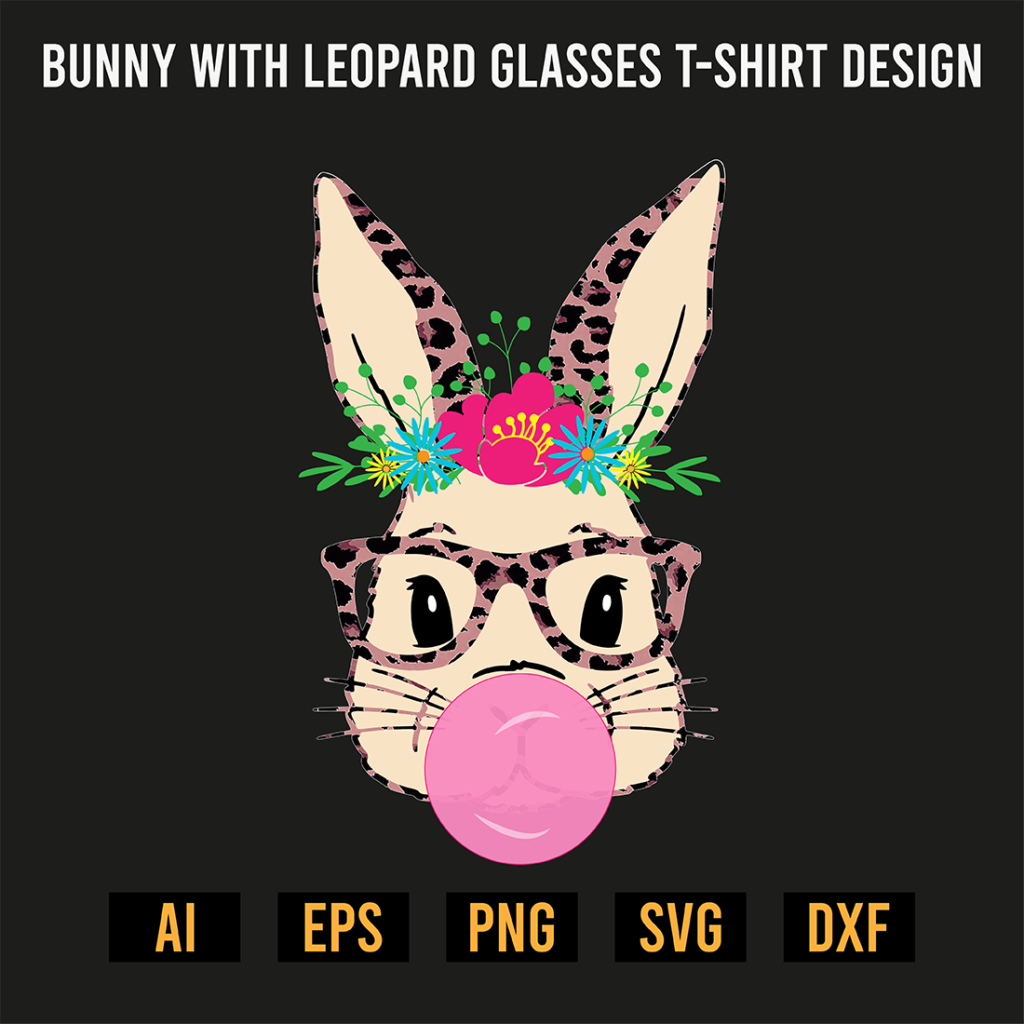 Bunny with Leopard Glasses T-shirt Design - MasterBundles