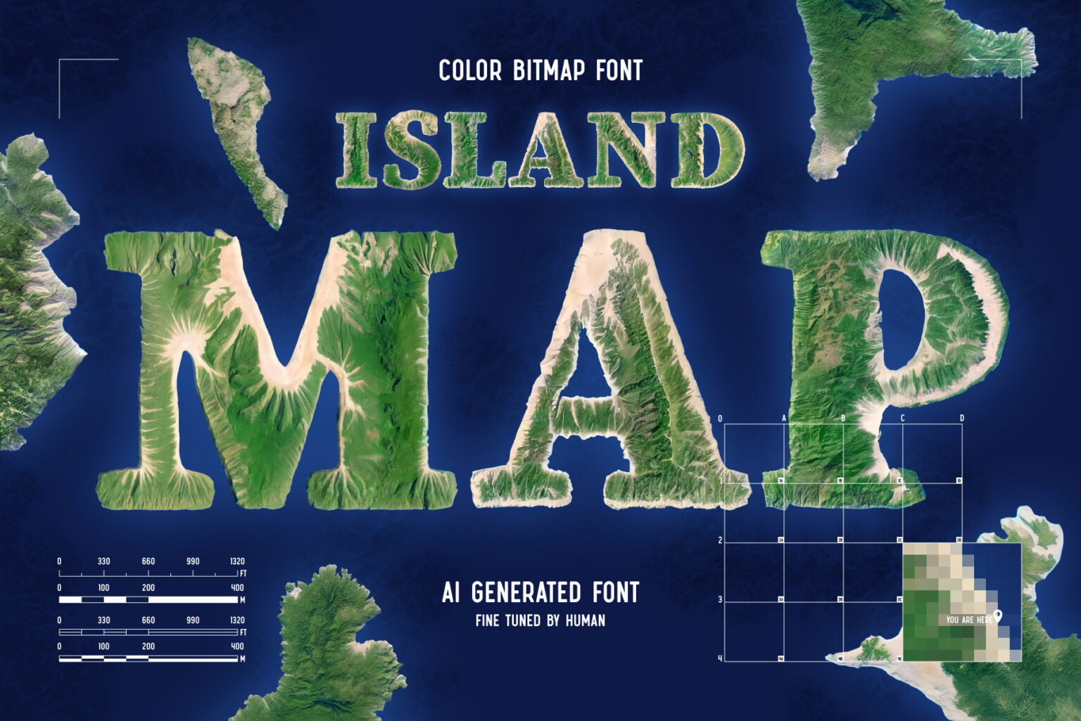 Island Map - Color Bitmap Font - MasterBundles