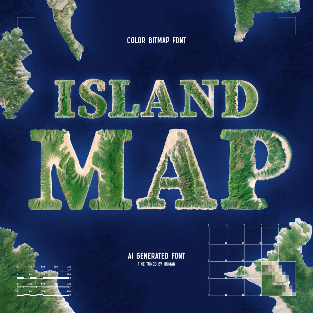 Island Map - Color Bitmap Font - MasterBundles