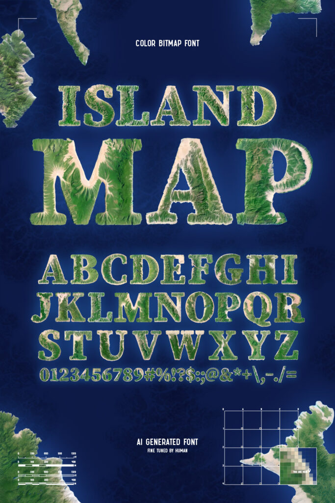 Island Map - Color Bitmap Font - MasterBundles